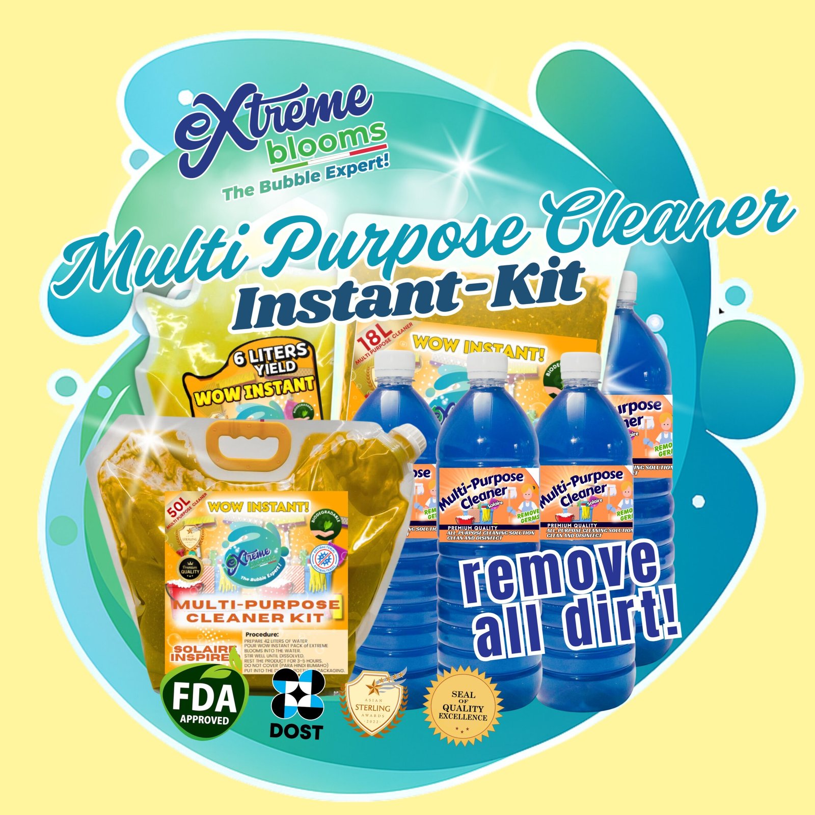 3 Liters Instant Kit Premium Multi Purpose Cleaner – Extreme Blooms
