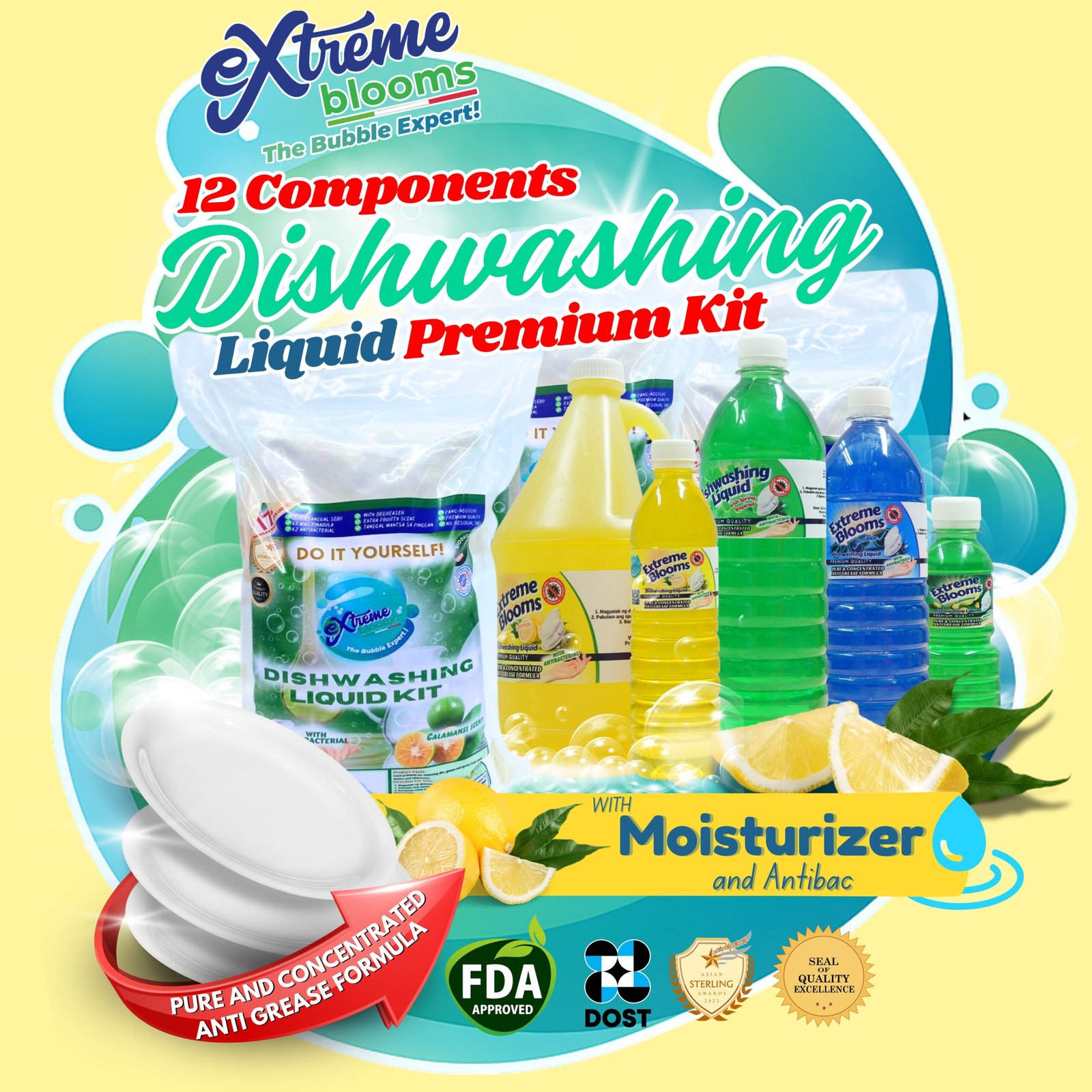 12 Components Dishwashing Liquid Premium kits 17 liters yield ( 2 PCS ...