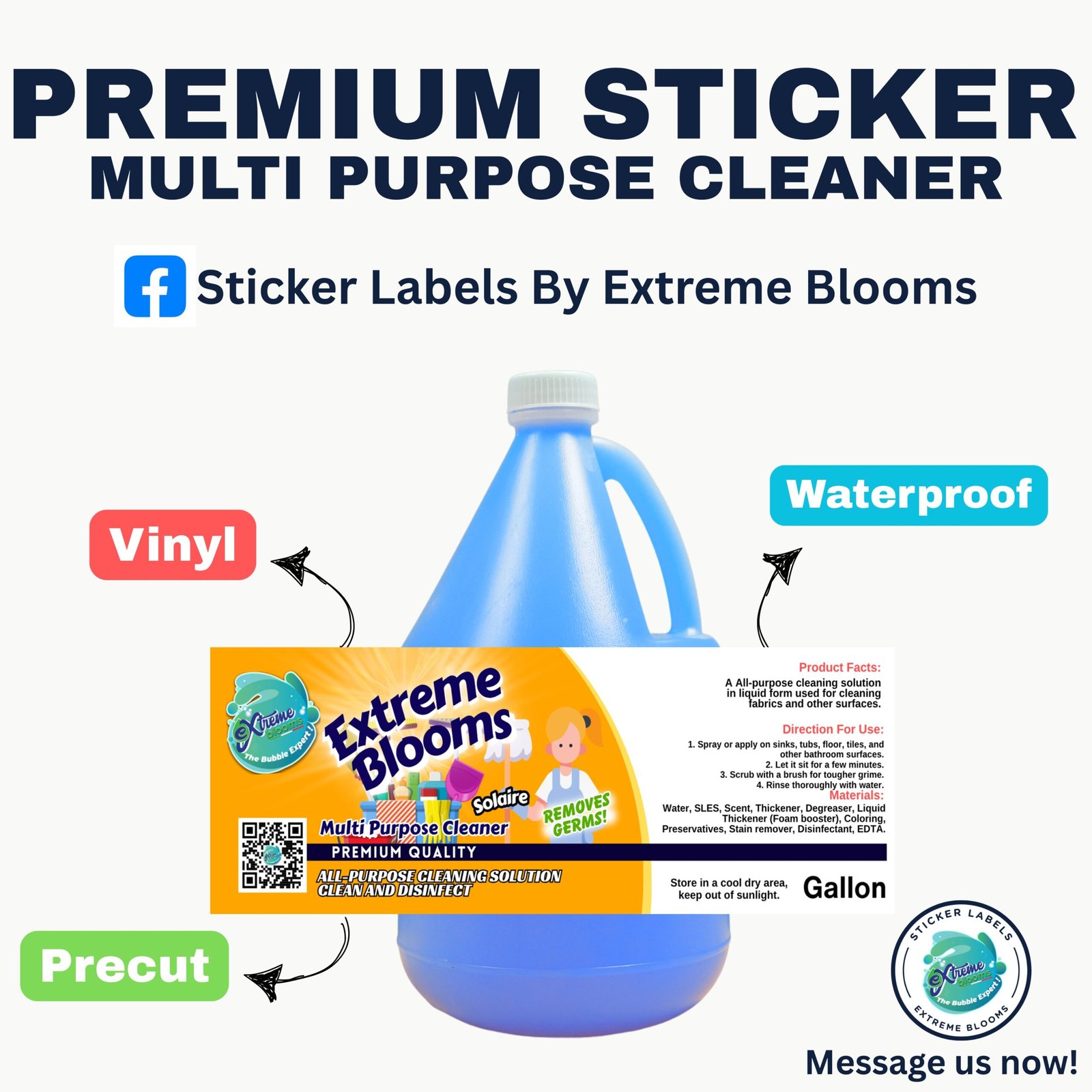 PREMIUM STICKER LABEL MULTI PURPOSE CLEANER BY EXTREME BLOOMS – Extreme ...